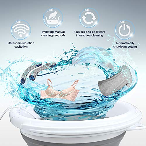 Mini Washing Machine, Portable Washer with Foldable Laundry Tub, Ultrasonic Turbine Washer for Baby Clothes Underwear Socks Towels Toys RV Travel Camping Home Apartment Dorm Laundry