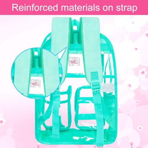 Clear Backpack for Girls Women, Heavy Duty PVC Transparent BookBag, Cute See Through School Bags for Teens Elementary - Green