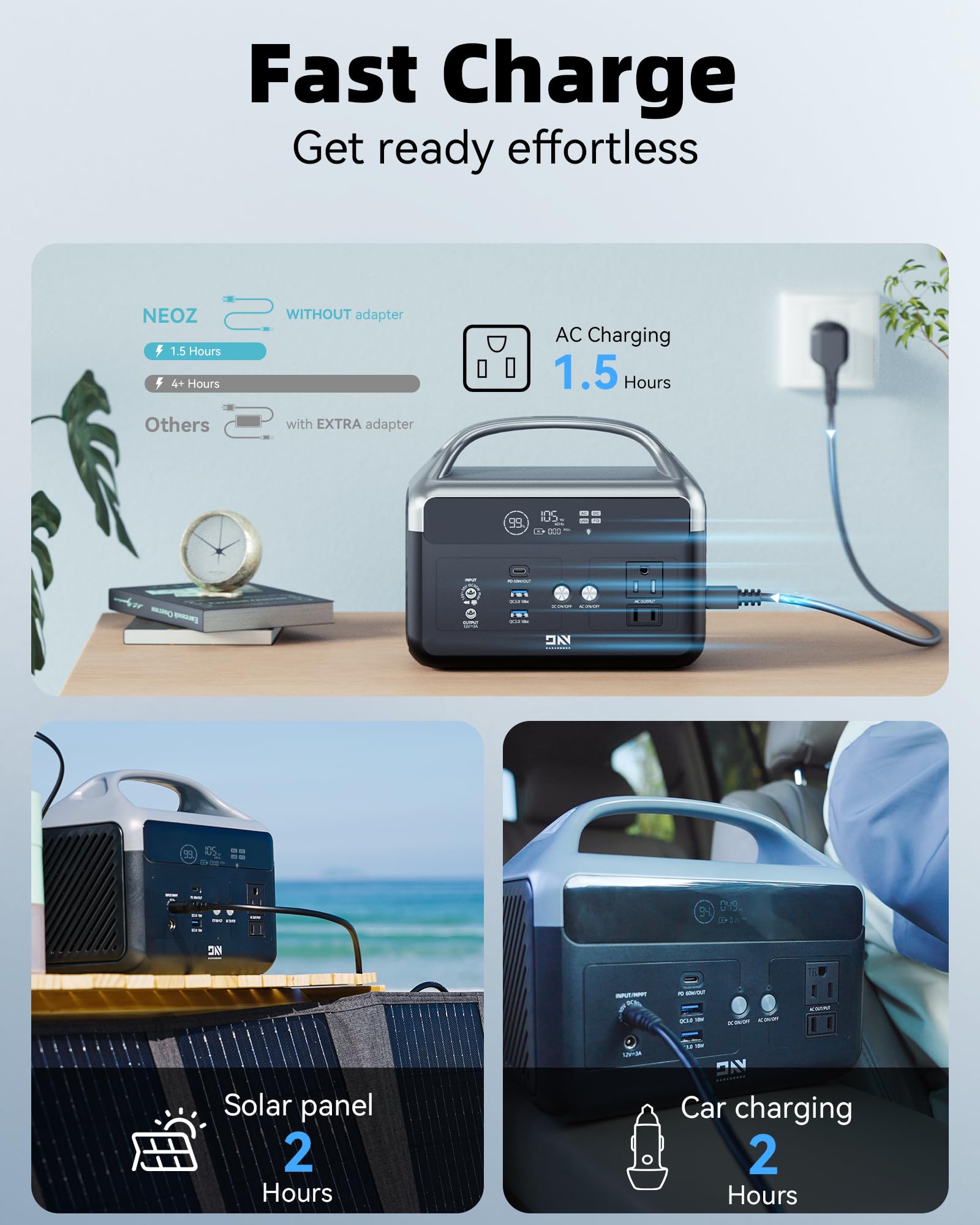 Backup Battery Power Supply 300W, 179.2Wh/56000mAh LiFePO4 Portable Power Station, Fast Charging Solar Generator with 3 Input/6 Output Ports, 110V Pure Sine Wave 2 AC Outlets