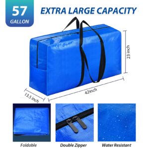 57 Gallon Extra Large Storage Bags, XXL Jumbo Moving Bags Heavy Duty, Storage Totes Moving Boxes Supplies for College, Foldable Duffle Bag for Travel, Christmas Tree Bag, 42x23x13.5inch - 2PACK