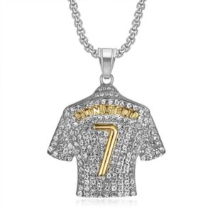 number 7 soccer jersey pendant, no. 7 jersey soccer necklace for men, silver number 7 football necklace soccer charm jewelry, rock soccer jersey necklace soccer player number 7 pendant necklace for