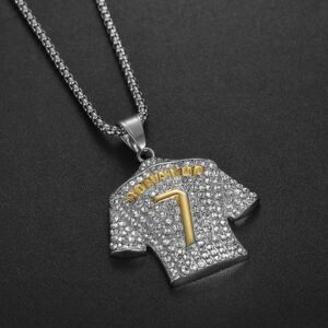 Number 7 Soccer Jersey Pendant, No. 7 Jersey Soccer Necklace for Men, Silver Number 7 Football Necklace Soccer Charm Jewelry, Rock Soccer Jersey Necklace Soccer Player Number 7 Pendant Necklace for