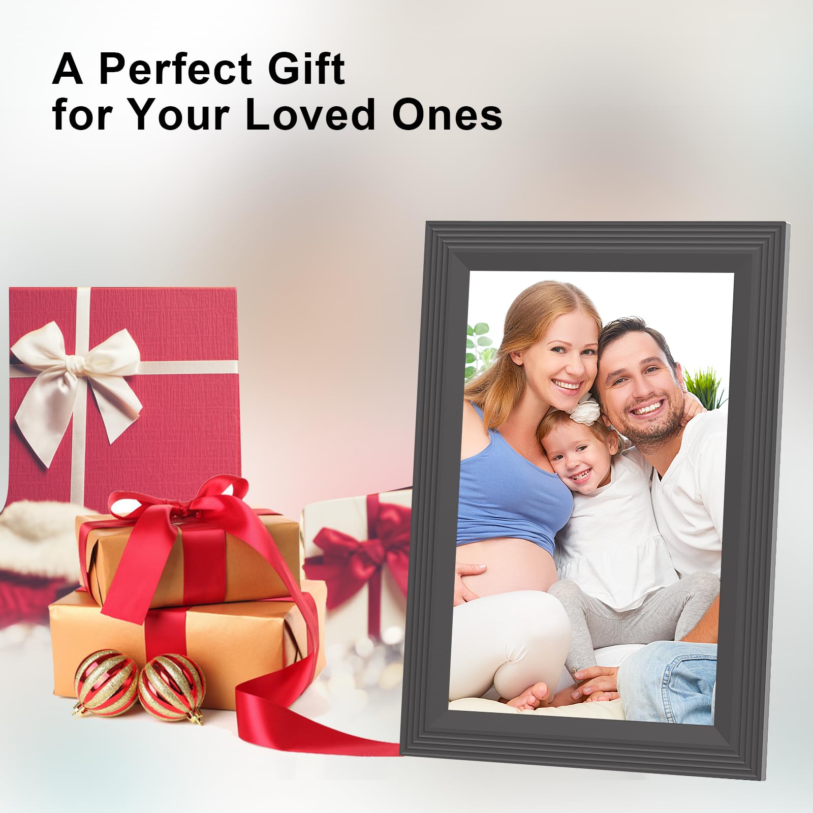 Forc Digital Picture Frame WiFi 10.1 Inch Digital Photo Frame with IPS HD Touch Screen, Electronic Picture Frame Slideshow, Auto-Rotate, Easy Setup to Share Photos Load from Phone Via APP