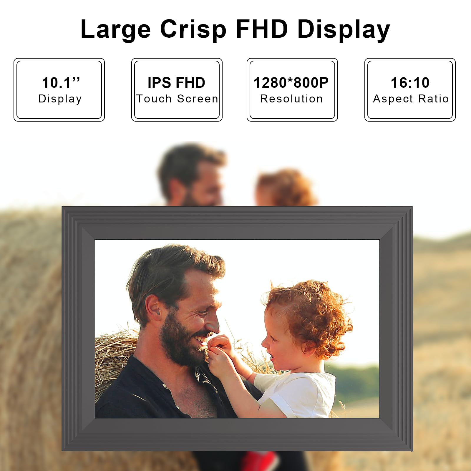 Forc Digital Picture Frame WiFi 10.1 Inch Digital Photo Frame with IPS HD Touch Screen, Electronic Picture Frame Slideshow, Auto-Rotate, Easy Setup to Share Photos Load from Phone Via APP