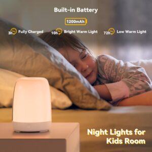 winshine Kids Night Light, 3 Way Dimmable Touch Night Light for Kids, 7 Colors Changing RGBW Rechargeable Portable Baby Night Light Lamp, Eye-Caring Night Light for Baby Nursery, Toddlers Bedroom