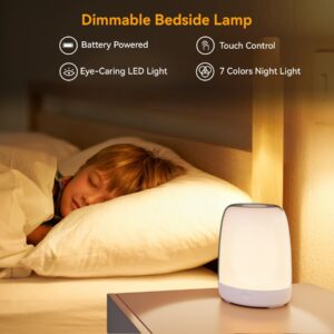 winshine Kids Night Light, 3 Way Dimmable Touch Night Light for Kids, 7 Colors Changing RGBW Rechargeable Portable Baby Night Light Lamp, Eye-Caring Night Light for Baby Nursery, Toddlers Bedroom