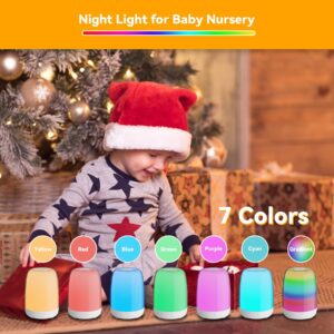 winshine Kids Night Light, 3 Way Dimmable Touch Night Light for Kids, 7 Colors Changing RGBW Rechargeable Portable Baby Night Light Lamp, Eye-Caring Night Light for Baby Nursery, Toddlers Bedroom