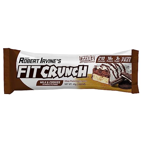 FITCRUNCH Snack Size Protein Bars, Designed by Robert Irvine, 6-Layer Baked Bar, 3g of Sugar, Gluten Free & Soft Cake Core (9 Count, Flavor Lovers)