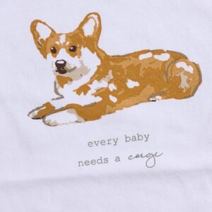 MUD PIE Baby Dog Breed Bodysuit and Bib Set, Corgi, 0-6 Months