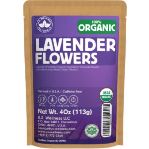 organic lavender tea | 100% certified organic | food grade dried lavender flowers | perfect for tea, baking, lemonade, diy beauty, sachets & fresh fragrance | 100% raw albanian harvest | large 4oz