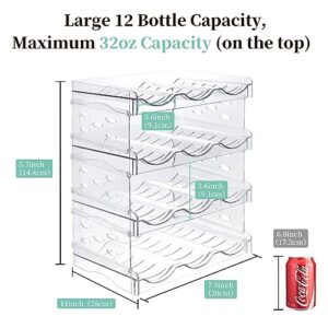 MAGIWARE Water Bottle Organizer, Stackable Bottle Storage Holder Wine Rack, Fashion Cabinet Pantry Kitchen Fridge Organizer for Bottle Mug Tumbler Drink (4 Tier, Clear)