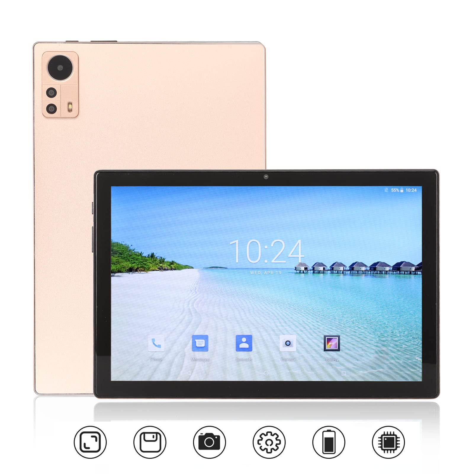 ASHATA 10.1 inch Tablet for Android 8.1, 4G Net Tablet Talkable, 2.4G 5G WiFi, 8 Core CPU, 2GB RAM 32GB ROM, 5MP 13MP Camera, 4000mAh, 4G Calling Tablet, Dual Card Dual Standby (Gold)