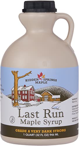 Hidden Springs Maple Very Dark Quart 100% Pure Maple Syrup USA/CAN, BPA-free Jug