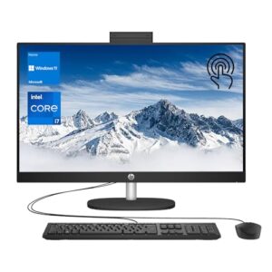 hp newest 27" touchscreen all-in-one, 27" fhd display, intel core i7-1355u, 128gb ram, 8gb ssd, ir camera, wired keyboard & mouse, hdmi, rj45, wi-fi 6, windows 11 home, black