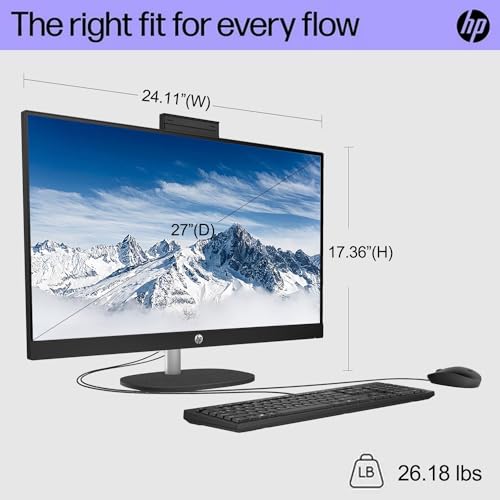 HP Newest 27" Touchscreen All-in-One, 27" FHD Display, Intel Core i7-1355U, 128GB RAM, 8GB SSD, IR Camera, Wired Keyboard & Mouse, HDMI, RJ45, Wi-Fi 6, Windows 11 Home, Black