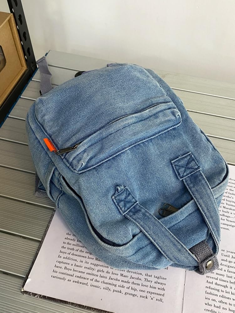 MaxxCloud Vintage Denim Rucksack Mini Jeans Backpack Satchel Hiking Daypack Travel Bag Small Handbag Purse (585)