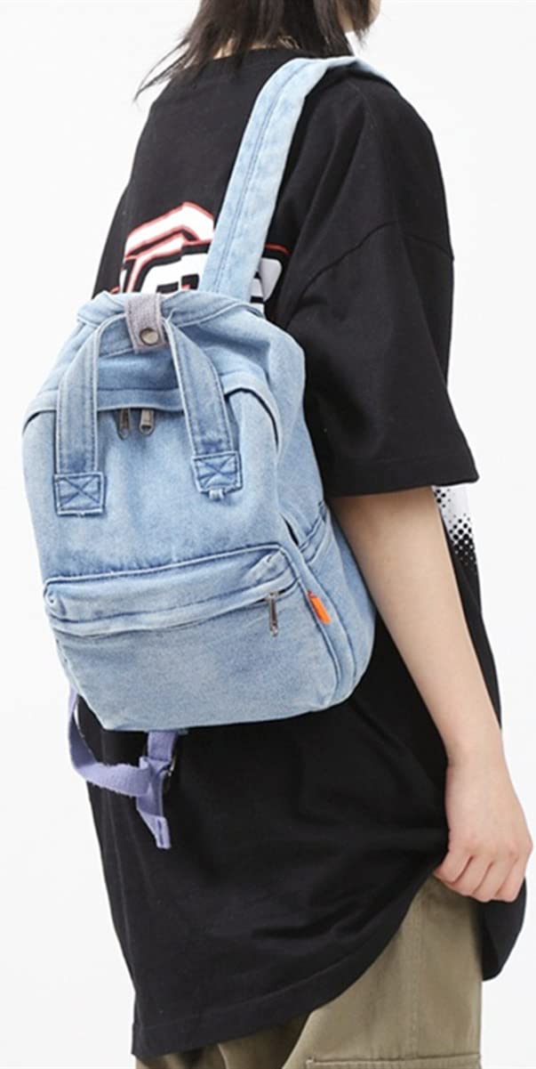 MaxxCloud Vintage Denim Rucksack Mini Jeans Backpack Satchel Hiking Daypack Travel Bag Small Handbag Purse (585)