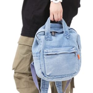 MaxxCloud Vintage Denim Rucksack Mini Jeans Backpack Satchel Hiking Daypack Travel Bag Small Handbag Purse (585)