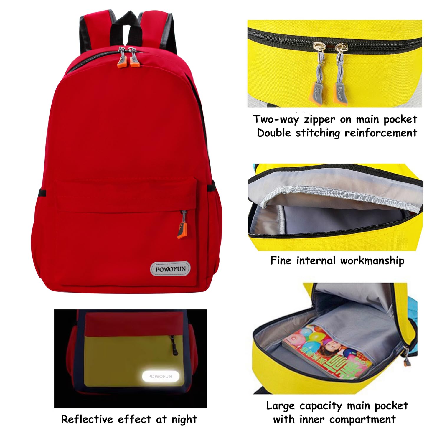 POWOFUN 15 inch Kids Backpack Lightweight Elementary School bag Kindergarten Bookbag Casual Travel Daypack