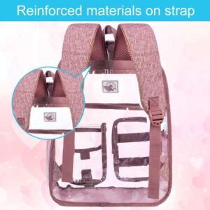 Clear Backpack, Heavy Duty Transparent Bookbag for Girls Women, Cute School See Through Backpacks for Teens Elementary - Pink