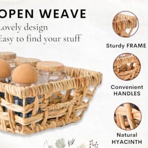 CHI AN HOME Wicker Baskets for Gifts, Set of 2 Hyacinth Shelf Baskets 14 x 11 x 5, Open Weave Baskets for Storage, Wicker Shelf Baskets, Open Weave Woven Snack Baskets for Pantry, Cabinet