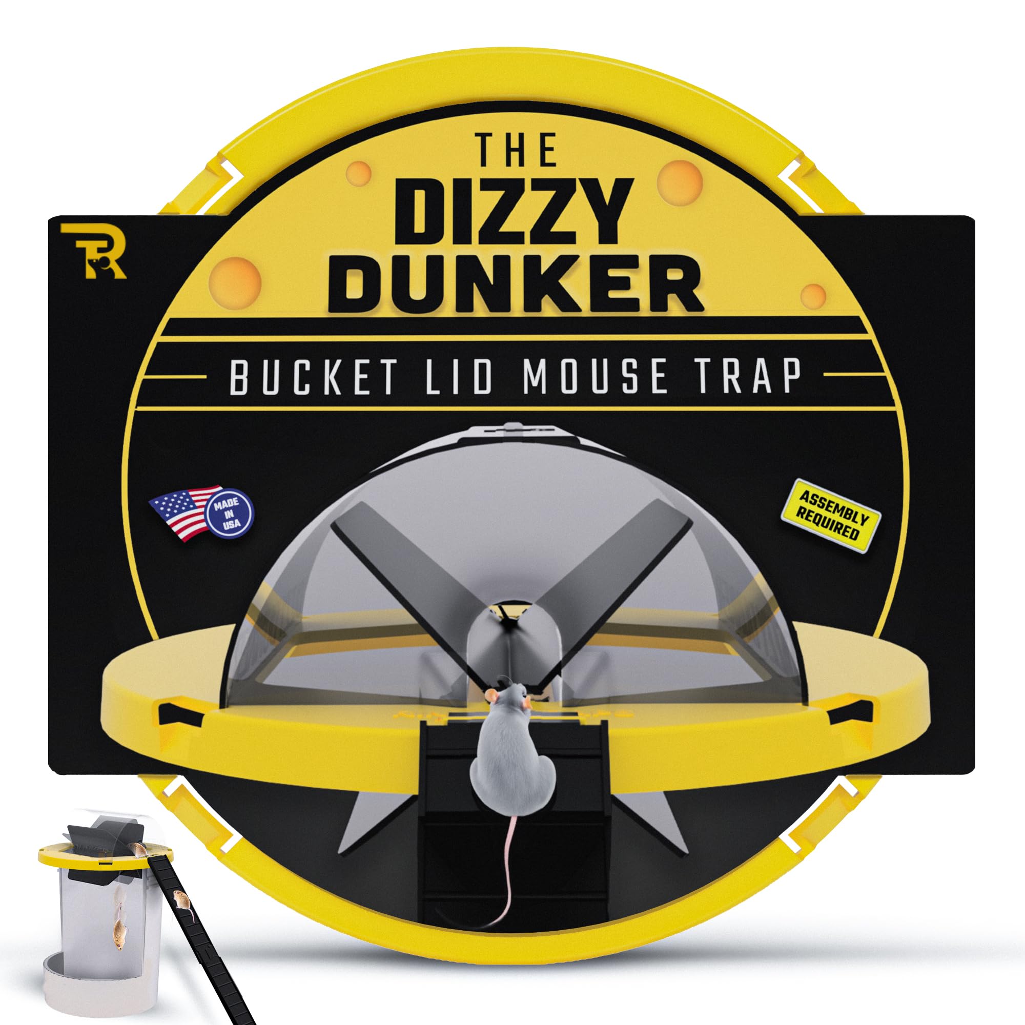 RinneTraps | Dizzy Dunker Bucket Lid Mouse Trap | Made in USA | Multi Catch | Humane | Indoor/Outdoor | (1 Pack