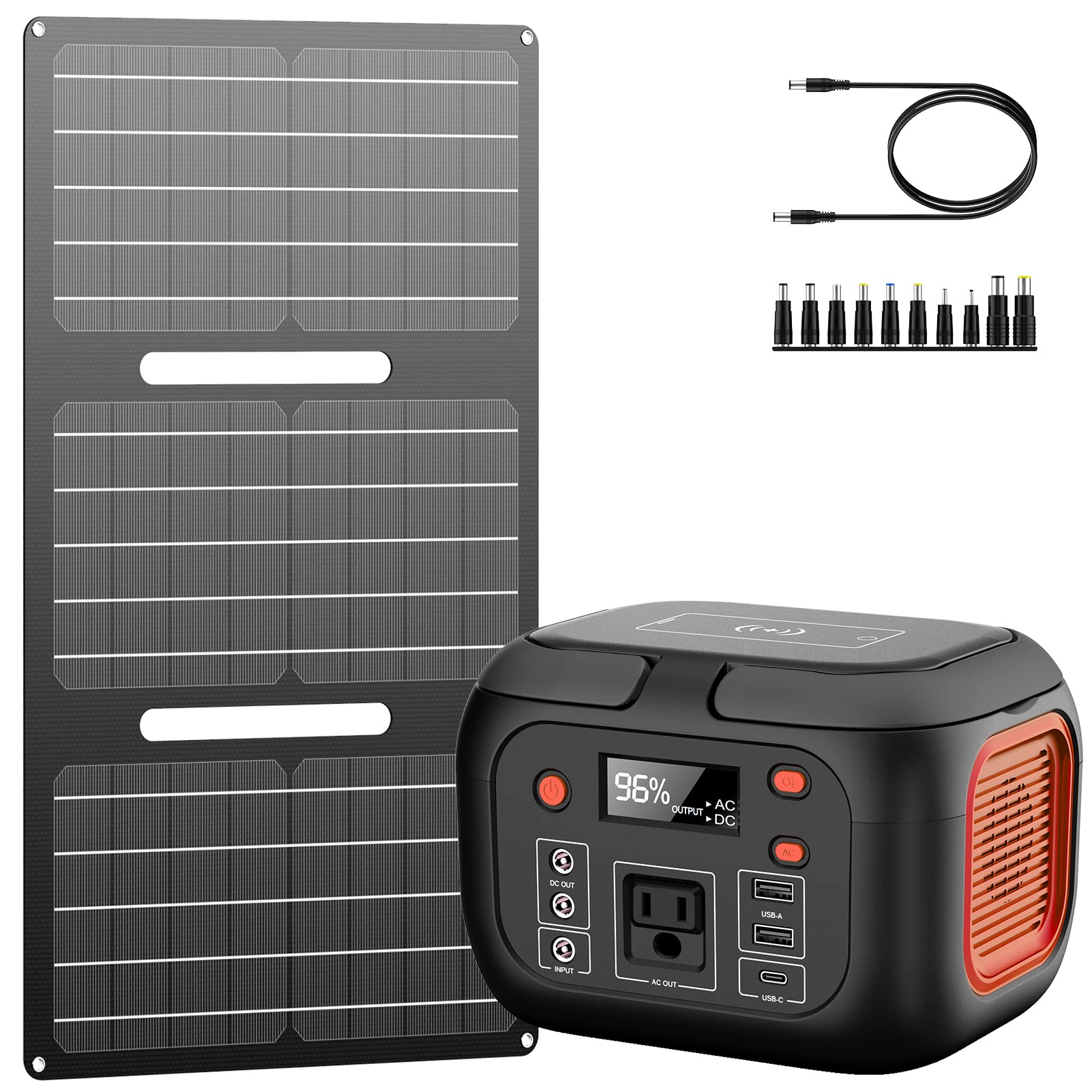 30W Portable Foldable Solar Panel Charger for Outdoor Camping 12 Volt Waterproof High Efficiency Solar Panel Kit & Portable Power Station 97Wh Power Bank 26400mAh Battery Pack Fasting Charging 150W AC