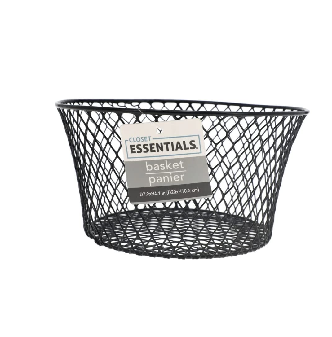 Essentials Round Vinyl-Coated Wire Baskets, 7.875x4.5 in. (White)