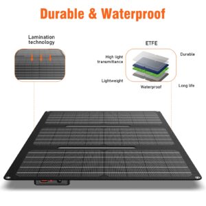 30W Portable Foldable Solar Panel Charger for Outdoor Camping 12 Volt Waterproof High Efficiency Solar Panel Kit & Portable Power Station 97Wh Power Bank 26400mAh Battery Pack Fasting Charging 150W AC