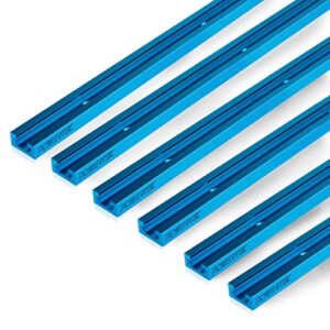 powertec 71158-p3, 6 pack, 48 inch double-cut profile universal t-track with predrilled mounting holes, aluminum t track for woodworking jigs and fixtures, drill press table, router table, workbench