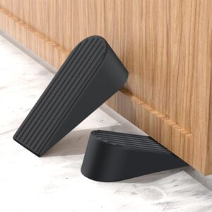 big door stopper, 2 pack extra large rubber door stoppers for bottom of door, high 1.9 inches rubber door stops for all floor surfaces, non-scratching doorstops wedge are non-slip＆sustained (2 pack)