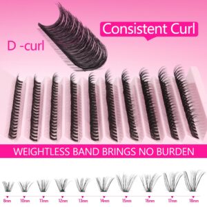 DIY Lash Extension Kit Individual Eyelash Extension Kit D Curl Cluster Lashes Individual Eyelashes with Waterproof Lash Bond and Seal Glue, Professional Eyelash Tweezers DIY at Home, Lash Kit for Beginners (40P-D-8-18MM)