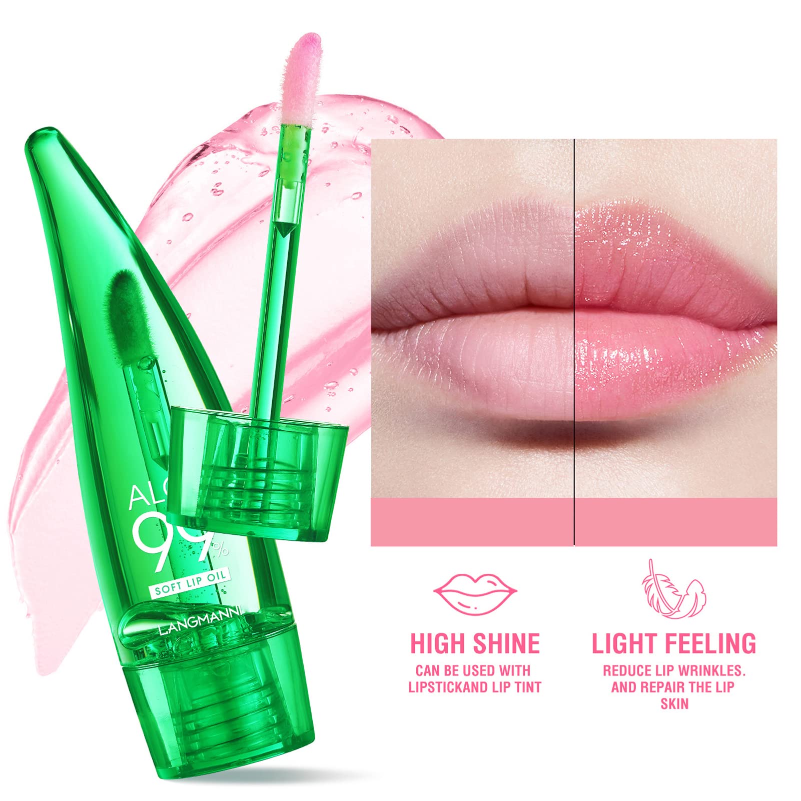 3Pcs Aloe Vera Lipstick, Aloe Vera Gel Temperature Color-Changing Lip Gloss set, Magic Lipstick Moisturizing Non-stick Waterproof Lip Gloss Lip Glaze For Girls (A)