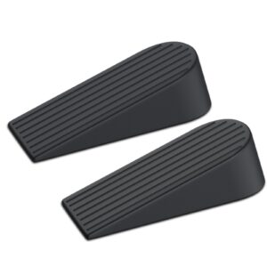 big door stoppers, 2 pack big door stoppers for bottom of door on floor, big door stops for tile floor, sturdy, stack able carpet, heavy-duty door (black)