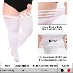 LOUSGUTA Plus Size Thigh High Stockings Womens Silicone Top Stay Up Lingerie Thigh Highs Pantyhose 55D Semi Sheer Stockings