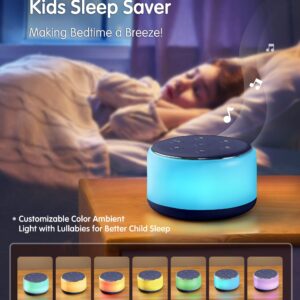 White Noise Sound Machine Baby for Sleeping with Night Light – 34 Soothing Sounds, Rechargeable White Noise Machine for Baby Kids Adults Sleep, Portable Lullaby Machine Baby Soother