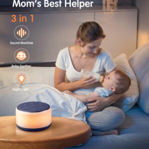 White Noise Sound Machine Baby for Sleeping with Night Light – 34 Soothing Sounds, Rechargeable White Noise Machine for Baby Kids Adults Sleep, Portable Lullaby Machine Baby Soother