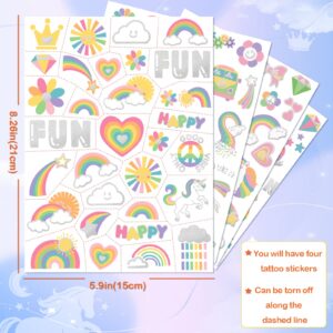 Waterproof Temporary Tattoos - 118pcs Groovy Fake Tattoo for Kids Birthday Party Supplies, Star Unicorn Smiley Rainbow Flower Candy Crown Arts and Crafts for Boys or Girls 6 7 8 9 10 11 12 years old