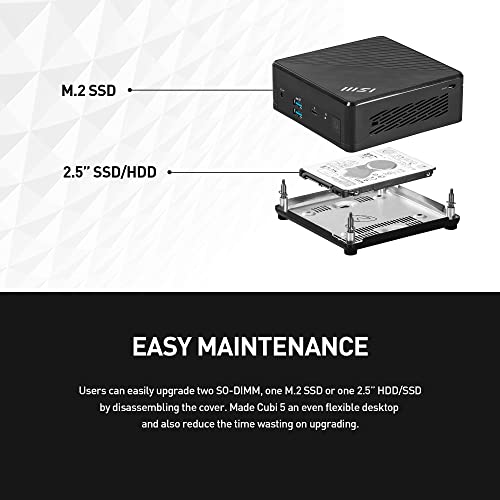 MSI Cubi N ADL Mini PC: Intel Pentium N200, Wi-Fi, Thunderbolt Type-C, Black, Non-OS/Barebone: ADL-019BUS