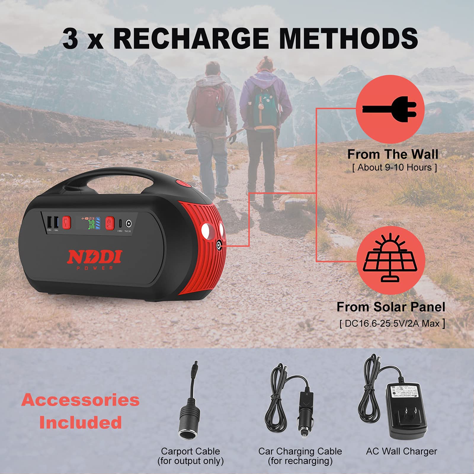 Portable Power Station, NDDI POWER 222Wh 60000mAh Camping Generator with Battery Pack AC DC Outlet and Flashlight, Portable Generators for Home Use, CPAP, Emergency Backup Supply, Hurricane, Outdoor