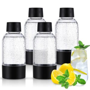 meekoo 4 pcs soda carbonating bottles clear soda maker bottle plastic soda bottle compatible with isoda drinkmate maker for kitchen home party carbonated drinks beverages (0.5 liter)