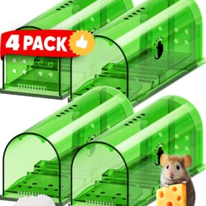 Motel Mouse Humane No Kill Live Catch and Release Mouse Traps, Reusable with Cleaning Brush - 4 Pack