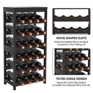 Purbambo 24-Bottle Wine Rack Freestanding Floor, 6-Tier Bamboo Wine Display Rack Storage Shelf with Table Top for Kitchen Dining Room Bar Cellar - Brown