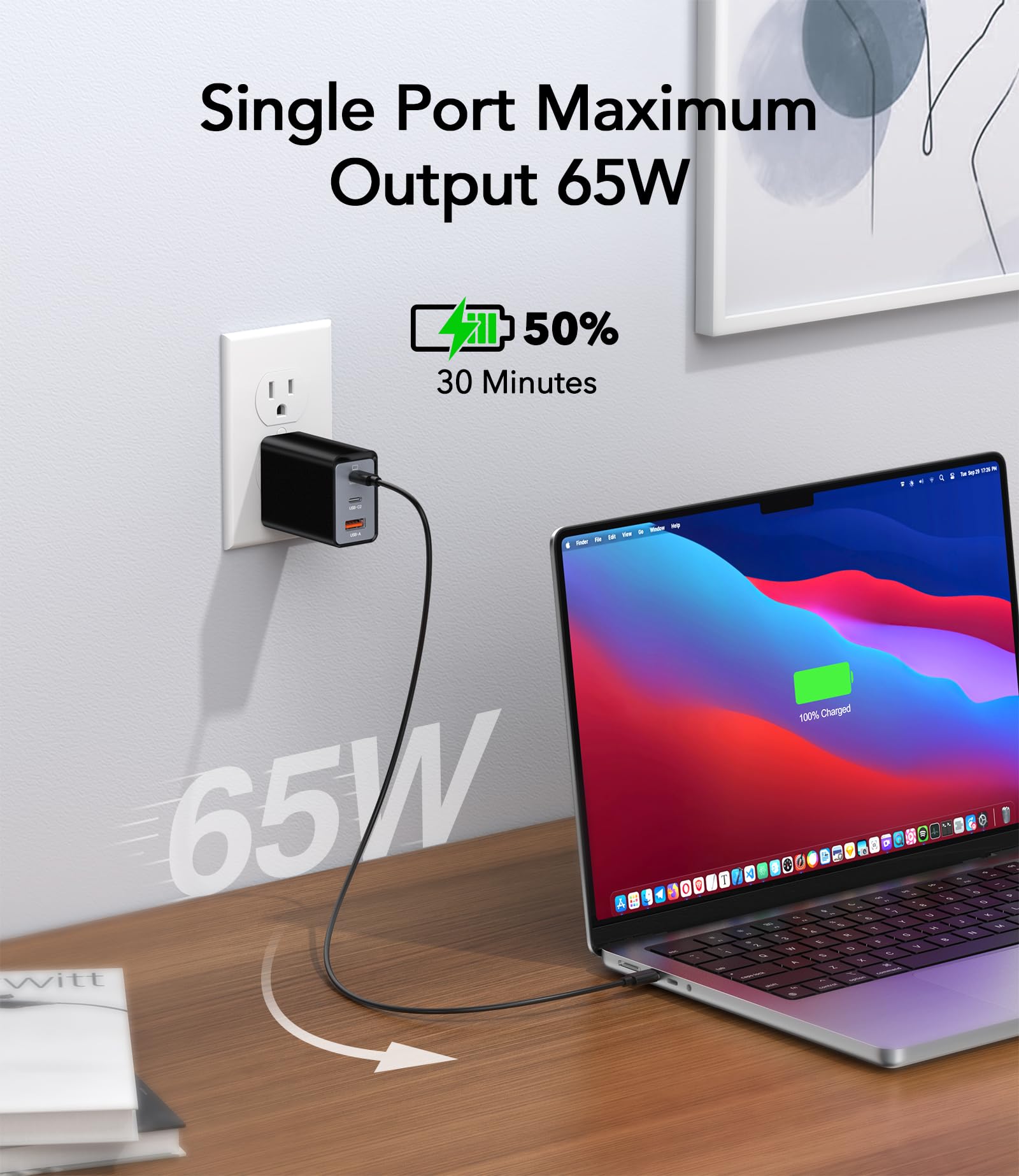 65W USB C Fast Charger Cube, 3-Port GaN Multi Type C Charging Station Hub, PD3.0 USB C Wall Charger Power Adapter Block Plug for iPhone 11/12/13/14/15/Pro Max, MacBook Pro, iPad, Laptops