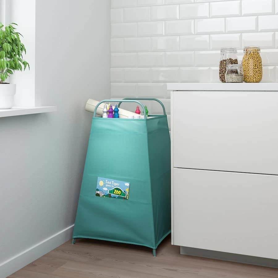 Storage with compartments, turquoise organiz (polyester)