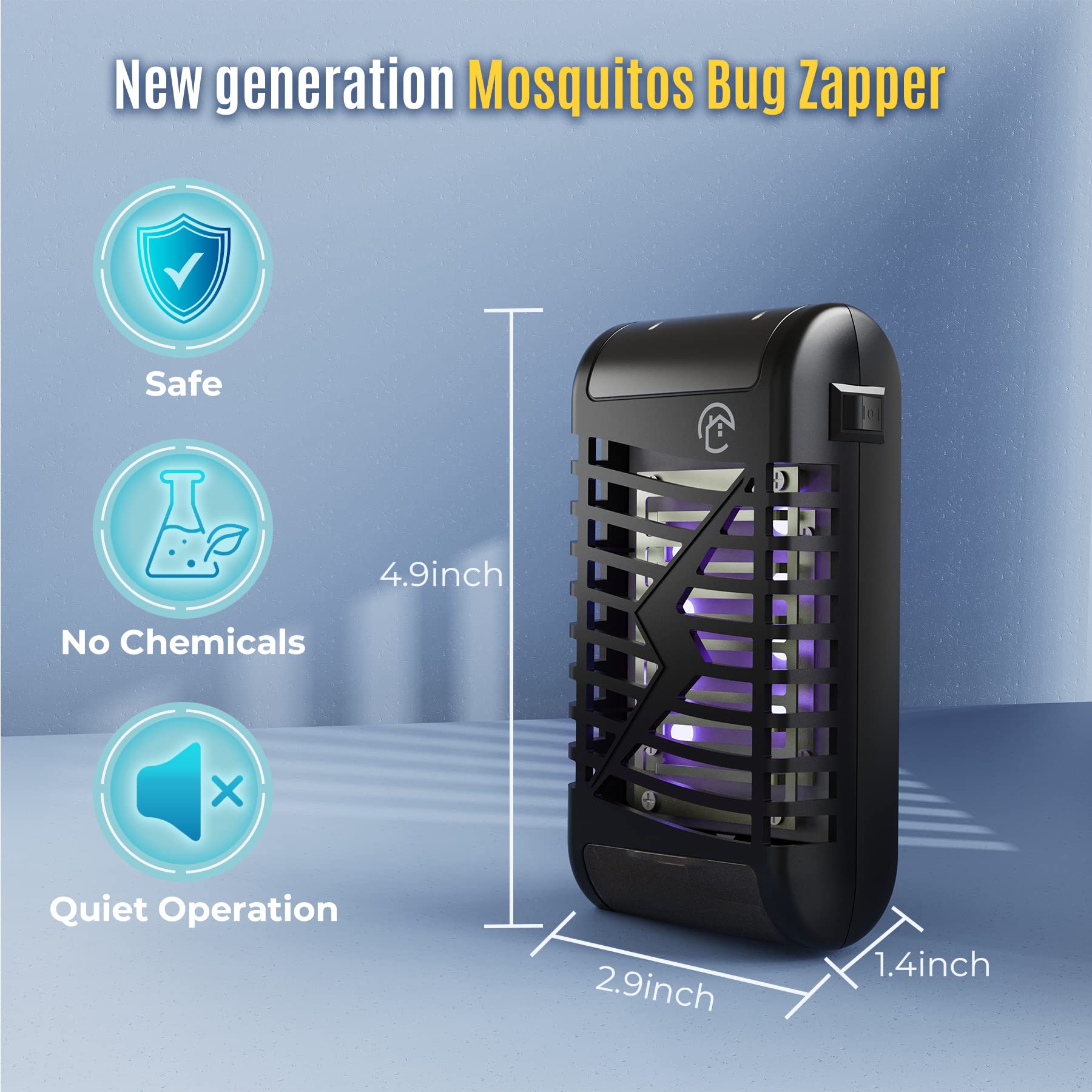 Careland Mosquitos Bug Zapper Indoors: Electric Portable Plug in Home Insects Zapper for removes Insects Mosquitos Files Bugs Gnats Moths for Kids Baby Pets Bedroom Home Office