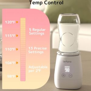 2024 Upgraded Portable Bottle Warmer, 1-Min Fast Heating Bottle Warmer with 5 Adapters and Formula Dispenser, Befano Rechargeable Travel Bottle Warmer for Breastmilk or Formula.