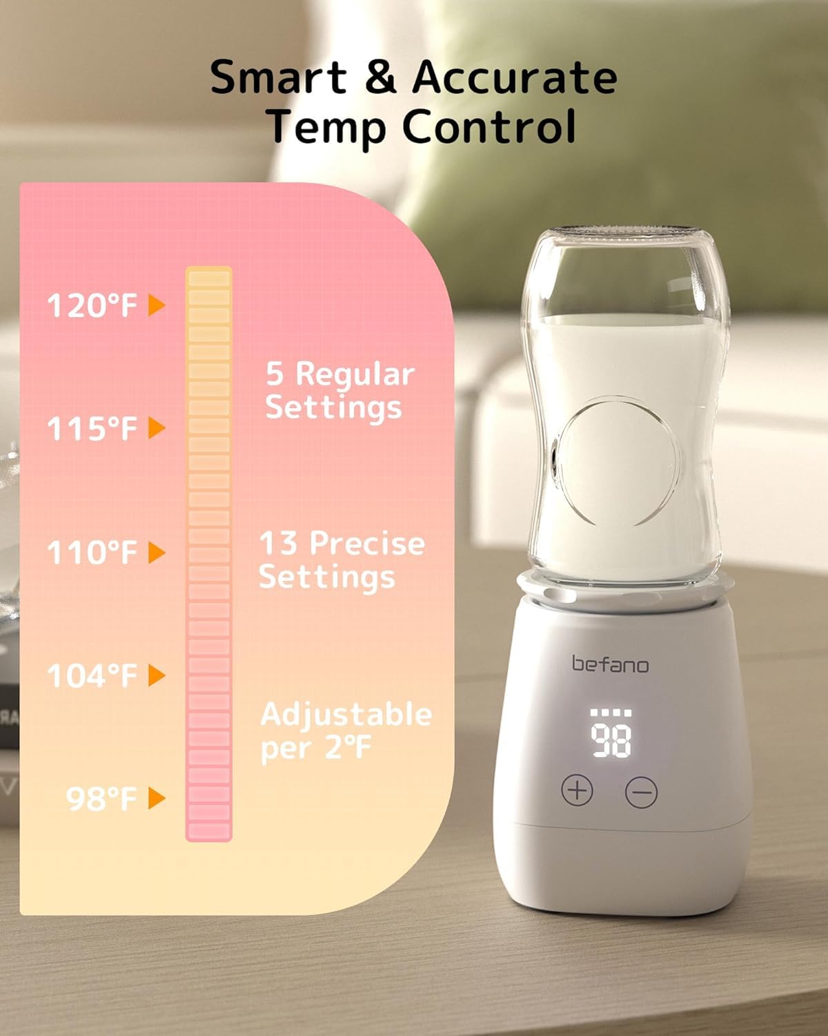 2024 Upgraded Portable Bottle Warmer, 1-Min Fast Heating Bottle Warmer with 5 Adapters and Formula Dispenser, Befano Rechargeable Travel Bottle Warmer for Breastmilk or Formula.