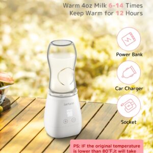 2024 Upgraded Portable Bottle Warmer, 1-Min Fast Heating Bottle Warmer with 5 Adapters and Formula Dispenser, Befano Rechargeable Travel Bottle Warmer for Breastmilk or Formula.