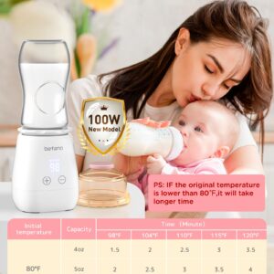 2024 Upgraded Portable Bottle Warmer, 1-Min Fast Heating Bottle Warmer with 5 Adapters and Formula Dispenser, Befano Rechargeable Travel Bottle Warmer for Breastmilk or Formula.